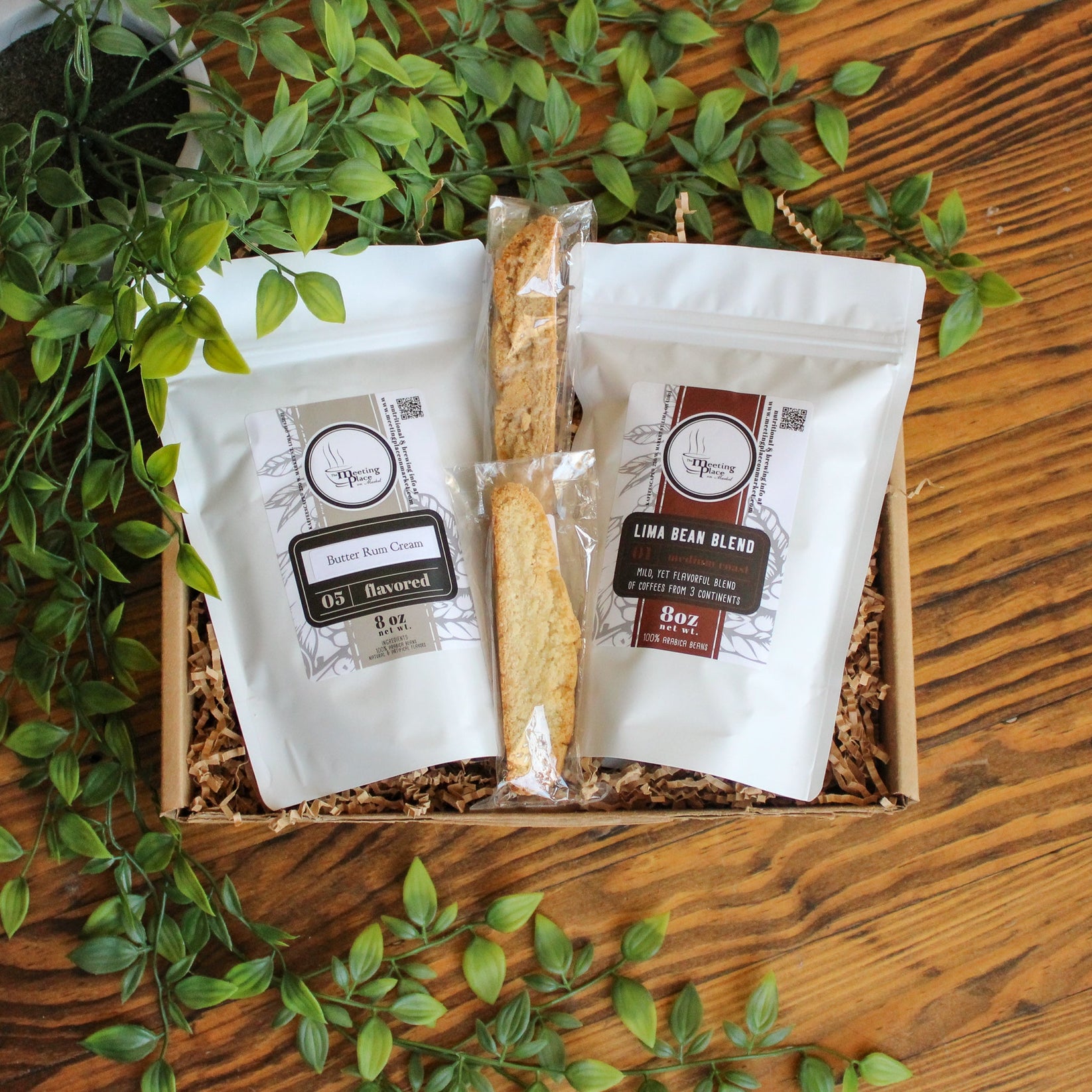 Deluxe Coffee & Biscotti Gift Box with Half Pounds of Coffee & Biscott ...